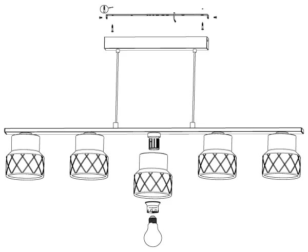 Eglo 39855 - Lustr na lanku HILCOTT 5xE27/40W/230V