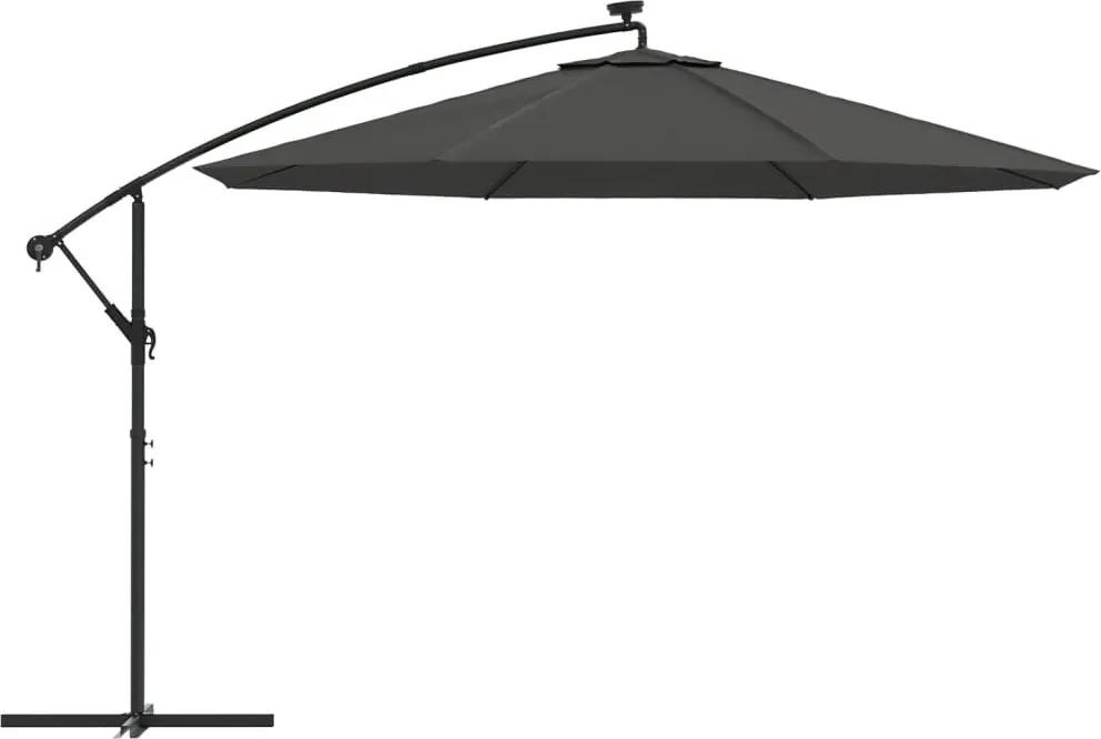 vidaXL Konzolový slunečník s LED osvětlením 350 cm [44525] Barva: Zelená