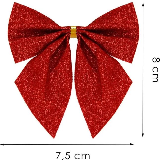 Vánoční mašle 8x7,5cm červené sada 6ks, vánoční dekorace