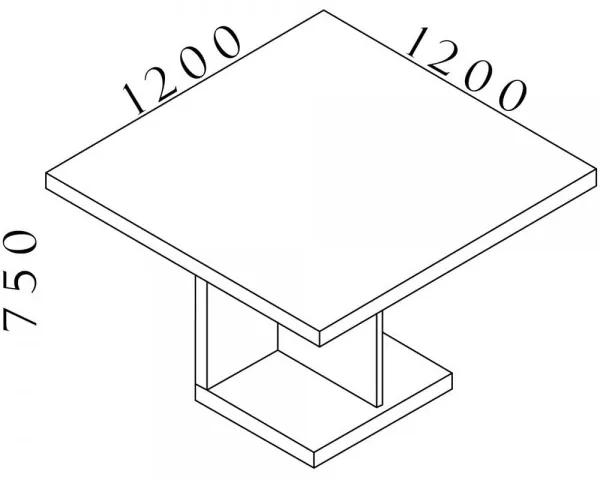 Jednací stůl Lineart 120 x 120 cm / Světlý jilm a antracit