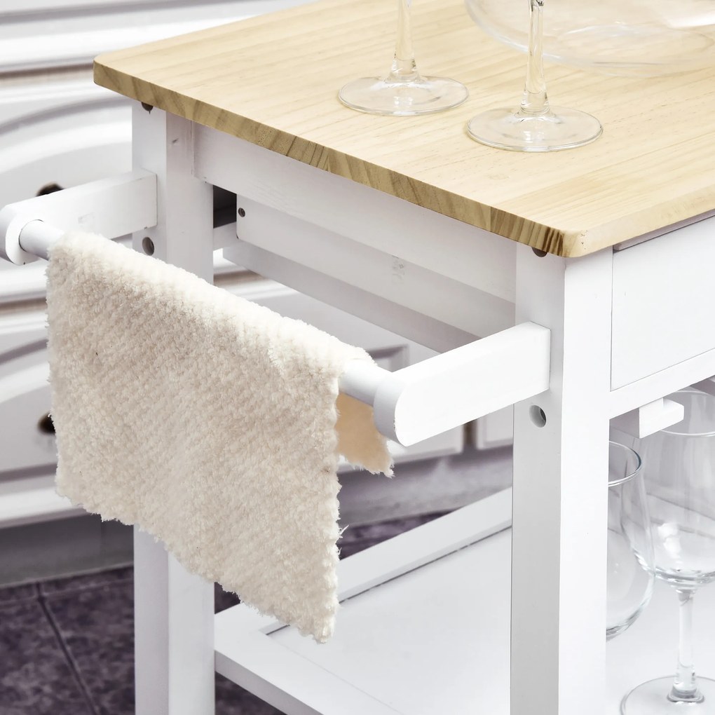 HOMCOM Kuchyňský Vozík Multipurpose Služební Vozík S Regály A Kolečky Do Koupelny A Ložnice Se Šuplíkem A Skříňkou 89x40x84cm