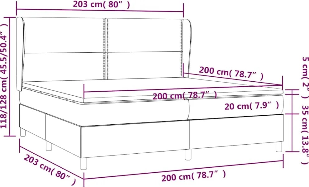 Box spring postel s matrací světle šedá 200 x 200 cm textil 3128469
