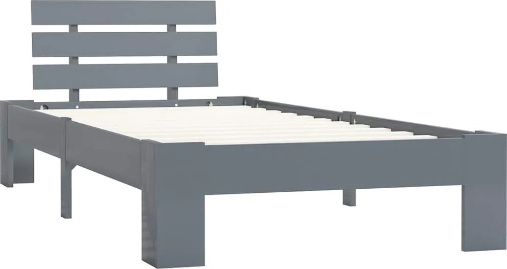 Rám postele šedý masivní borové dřevo 90 x 200 cm 283166