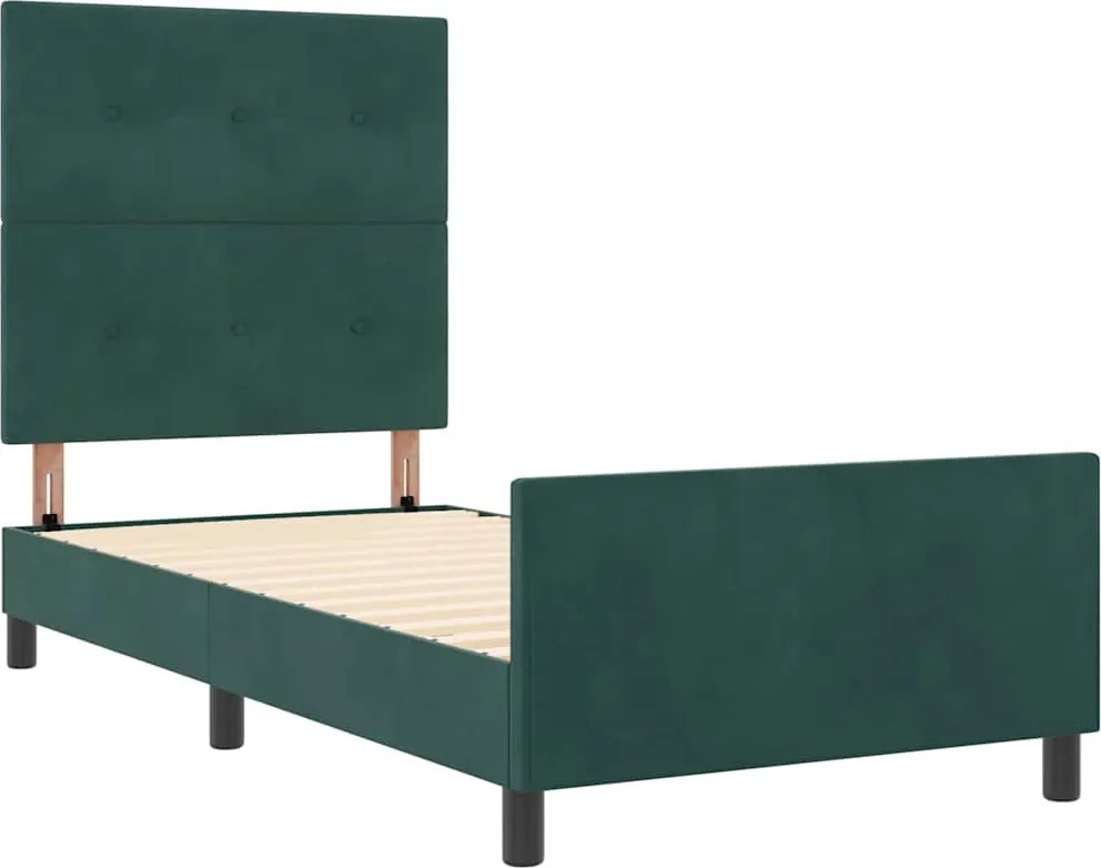 Postel s boxspringem s čelo Tmavě zelená 90 x 190 cm samet 3344912