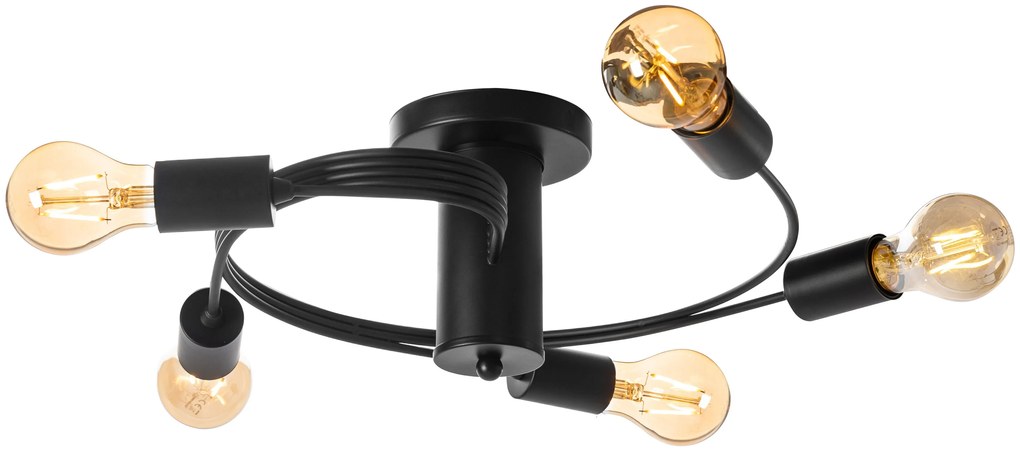 Toolight - Stropní svítidlo 5xE27 60W APP741-5C, černá, OSW-01106