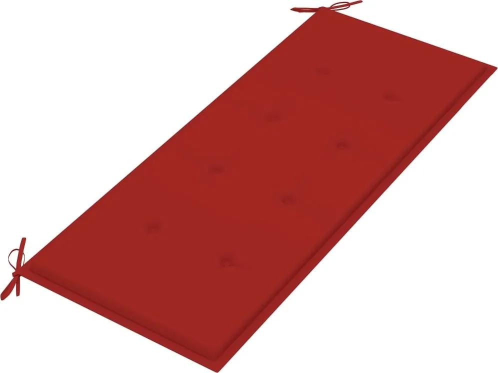 vidaXL Skládací zahradní lavice s poduškou 118 cm bambus [3063855] Barva: Červená