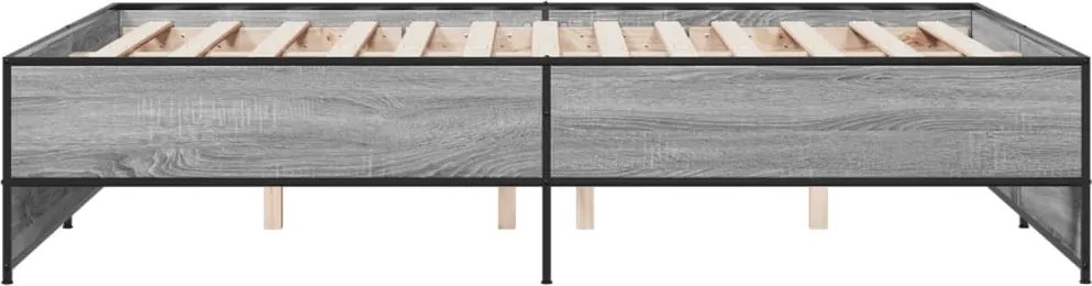 Rám postele šedý sonoma 135 x 190 cm kompozitní dřevo a kov 3279905
