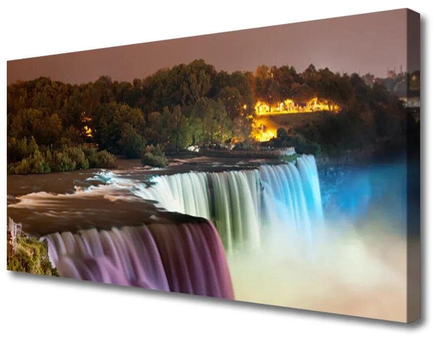 Obraz na plátně Les Vodopád Příroda 140x70 cm