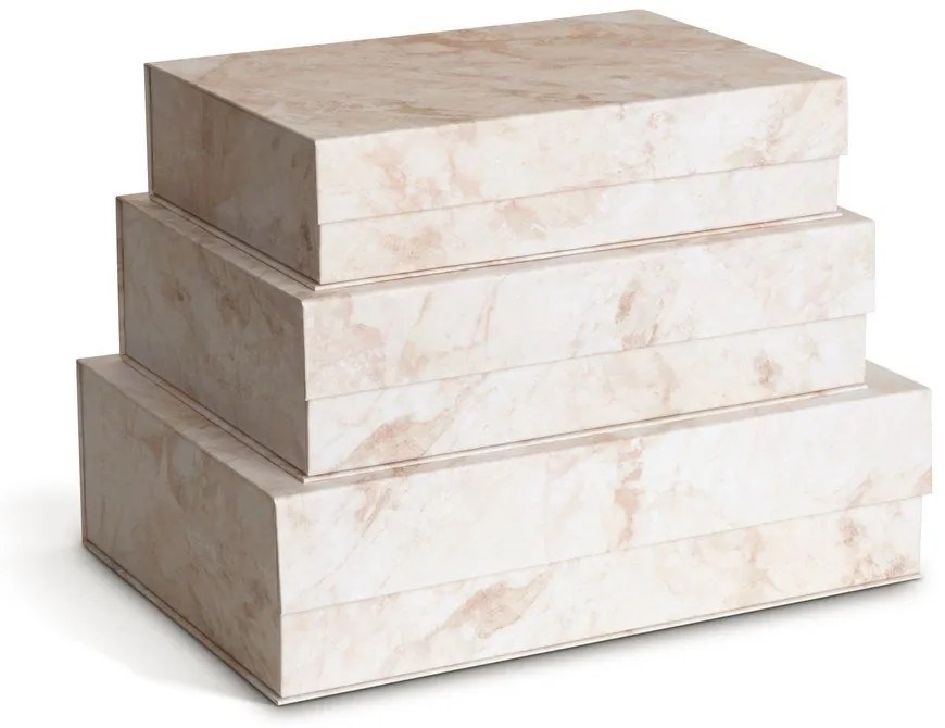 Béžové kartonové úložné boxy v sadě 3 ks s víkem/dekorativní 42,5x29,5x13 cm Kian Paper Laminate – Bigso