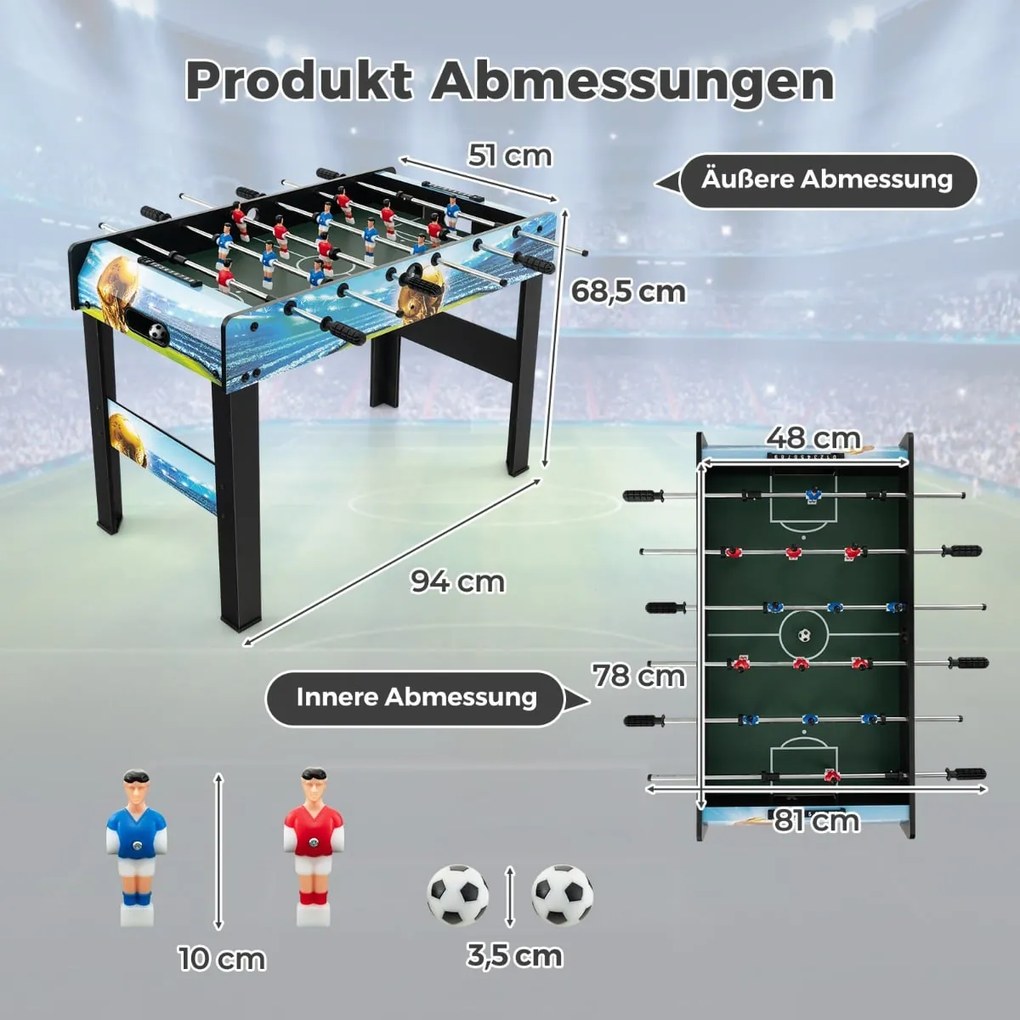 Costway 2 v 1 stolní fotbálek s 14 stolní fotbálek a 2 míče a střelec