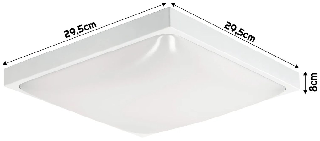 ECO LIGHT LED stropní svítidlo 2xE27 čtvercové bílé + 2x E27 10W neutrální bílá žárovka