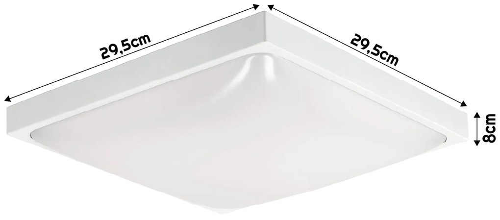 ECOLIGHT LED stropní svítidlo 2xE27 čtvercové bílé + 2x E27 10W neutrální bílá žárovka