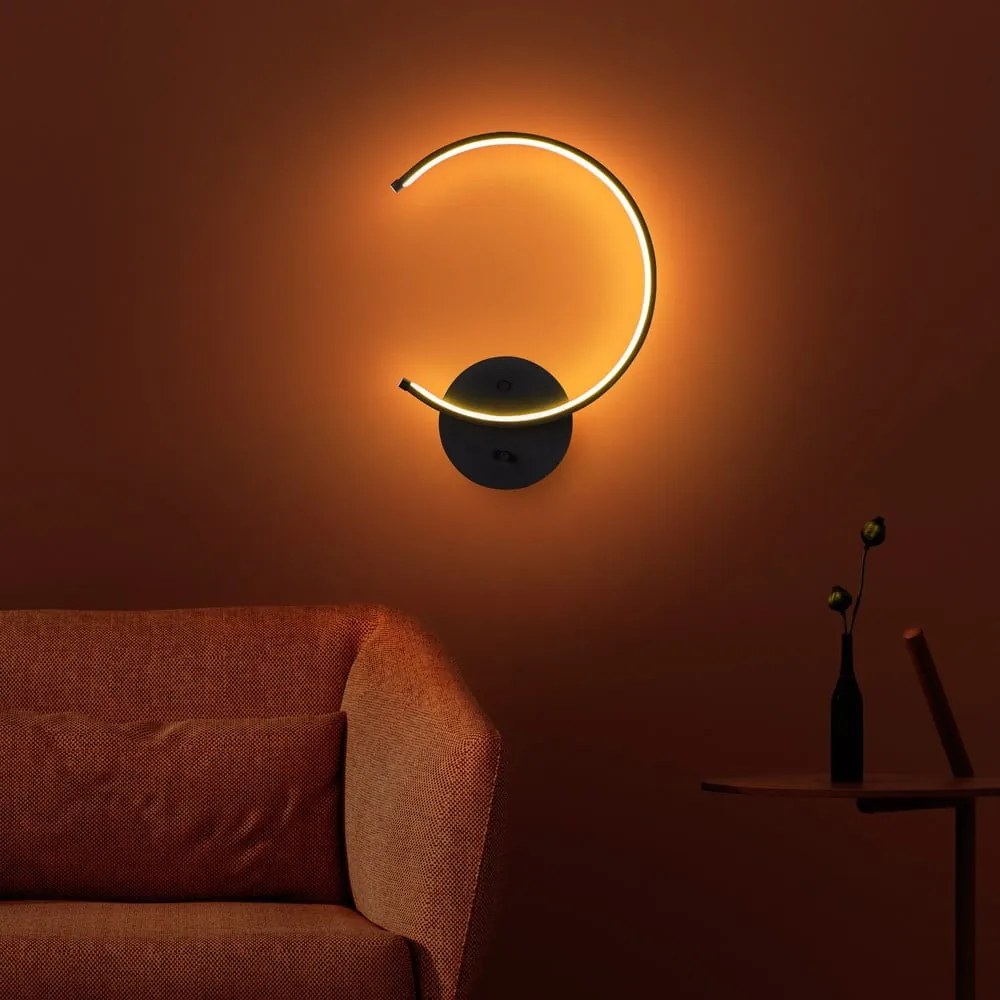Černé LED nástěnné svítidlo ø 10 cm Moon – Opviq lights