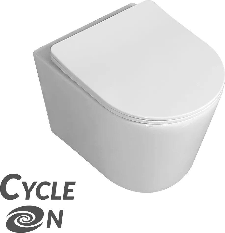 Laveo Jari Cycleon, závěsné WC s vířivým systémem CycleOn 485x370x325 mm + toaletní sedátko, bílá, LAV-VMJ_609S