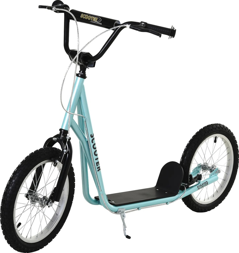 HOMCOM Dětská koloběžka Scooter Skládací koloběžka s pneumatikami a ruční brzdou, městská koloběžka, dobrodružství pro děti od 5 let, 16 palců
