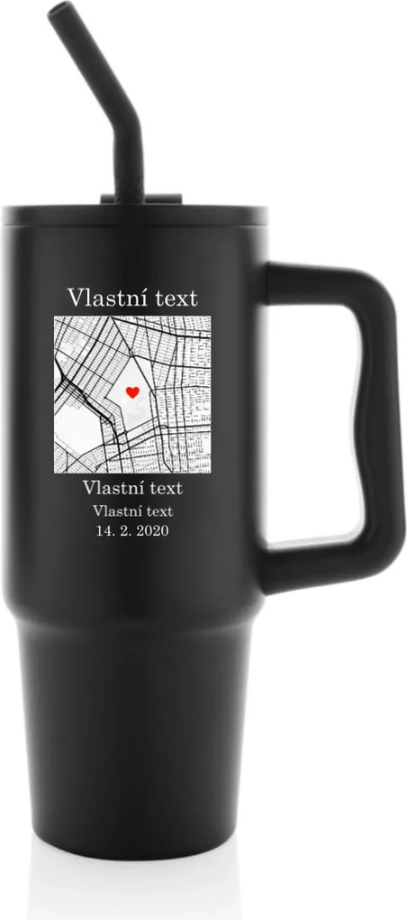 Personalizovaná nerezová termoska s barevným víčkem s mapou