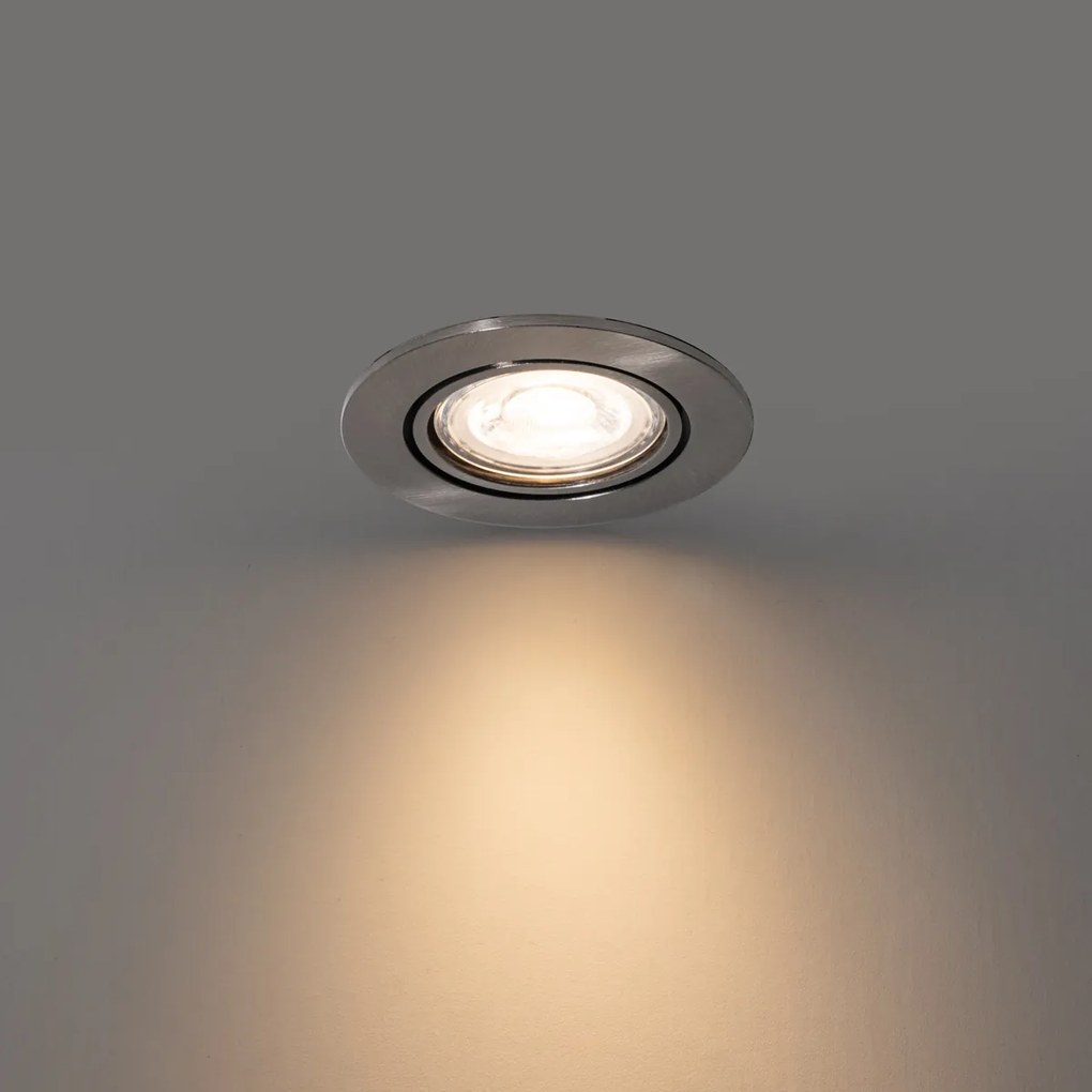 Sada 6 moderních zapuštěných bodových svítidel Cisco, kovově šedá, GU10, kulatá, 50mm, naklápěcí