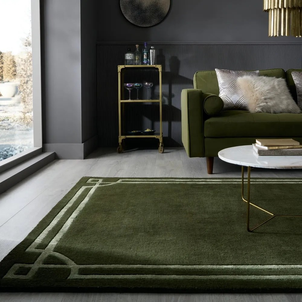 Tmavě zelený ručně tkaný vlněný koberec 120x170 cm Gatsby – Flair Rugs
