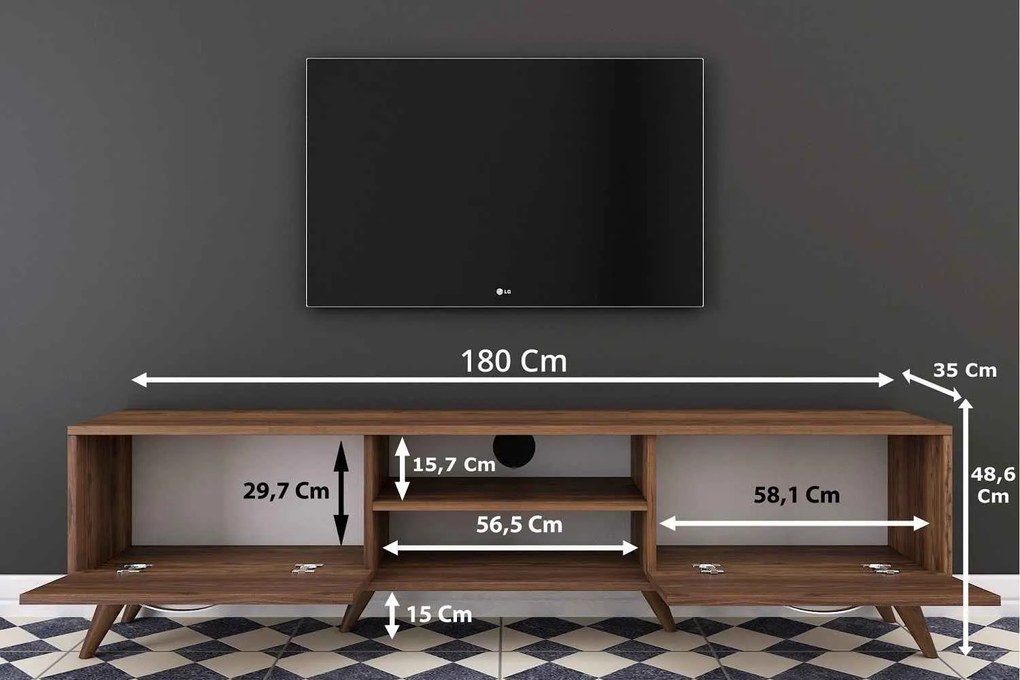 Designový TV stolek Einya 180 cm vzor ořech