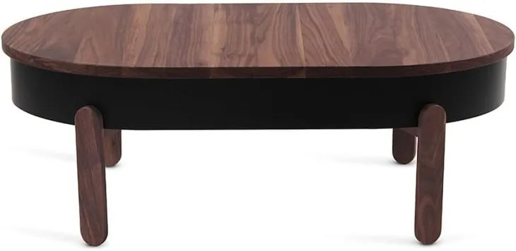 Hnědý konferenční stolek z dubového dřeva s černými detaily a úložným prostorem Woodendot Batea L
