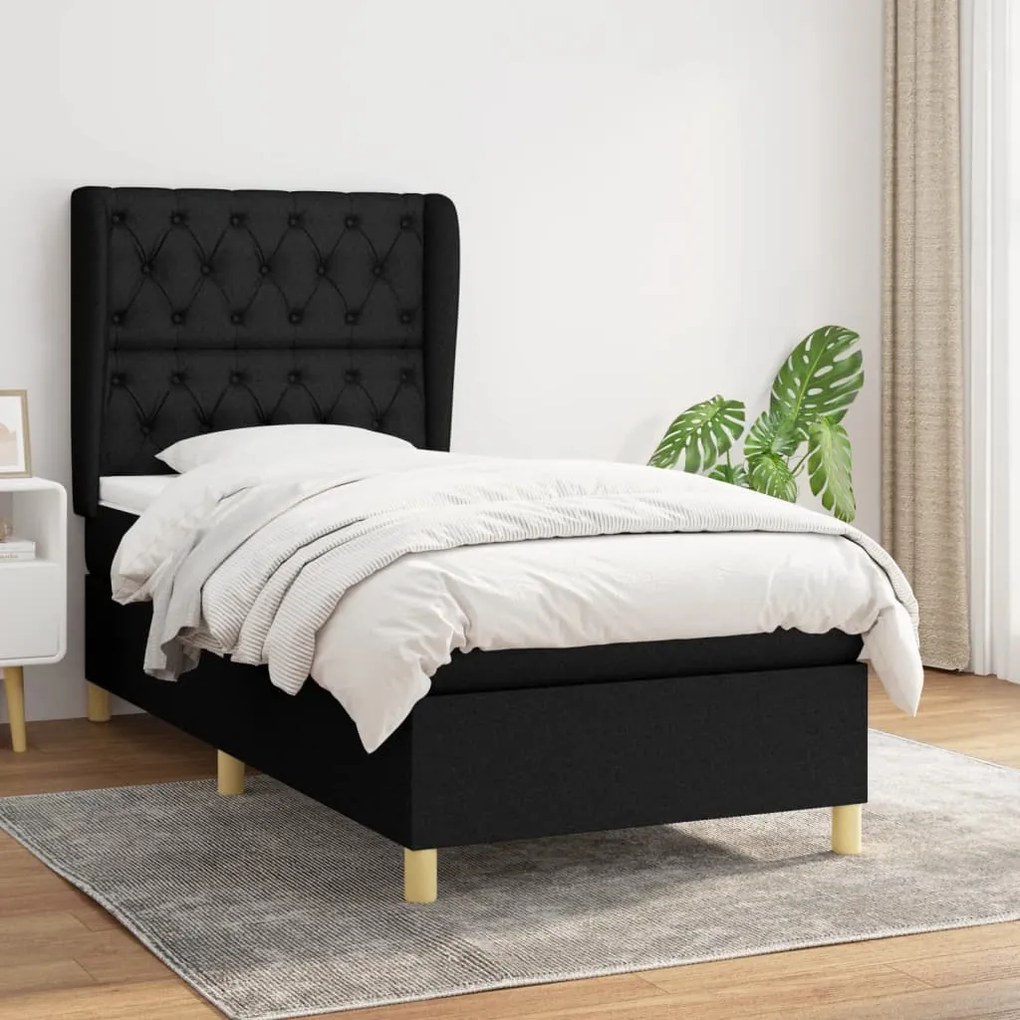 Box spring postel s matrací černá 80 x 200 cm textil 3128719
