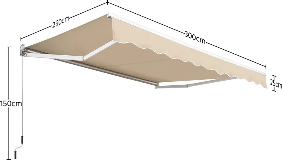 Markýza Yaheetech – béžová, 250 × 200 cm (257325163274)