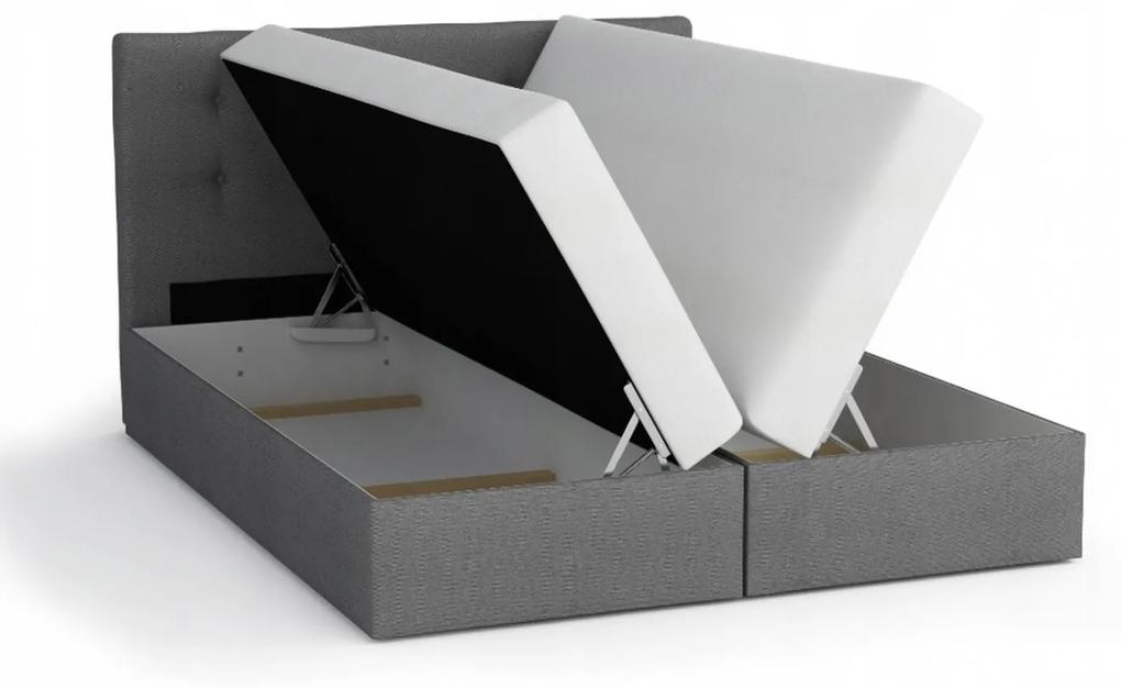 Boxspringová postel SISI 180x200, šedá + bílá eko kůže