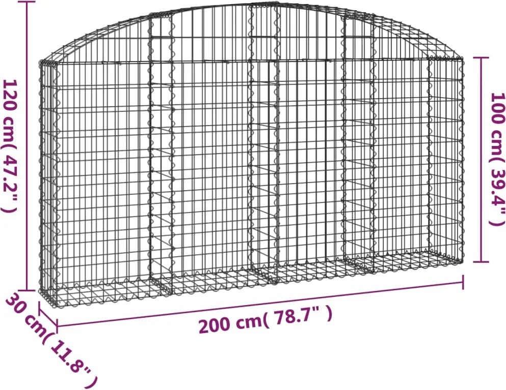 Klenutý gabionový koš 200 x 30 x 100/120 cm pozinkované železo 153465