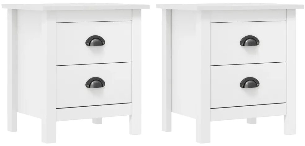 Noční stolky Hill 2 ks bílé 46x35x49,5 cm masivní borové dřevo 288908
