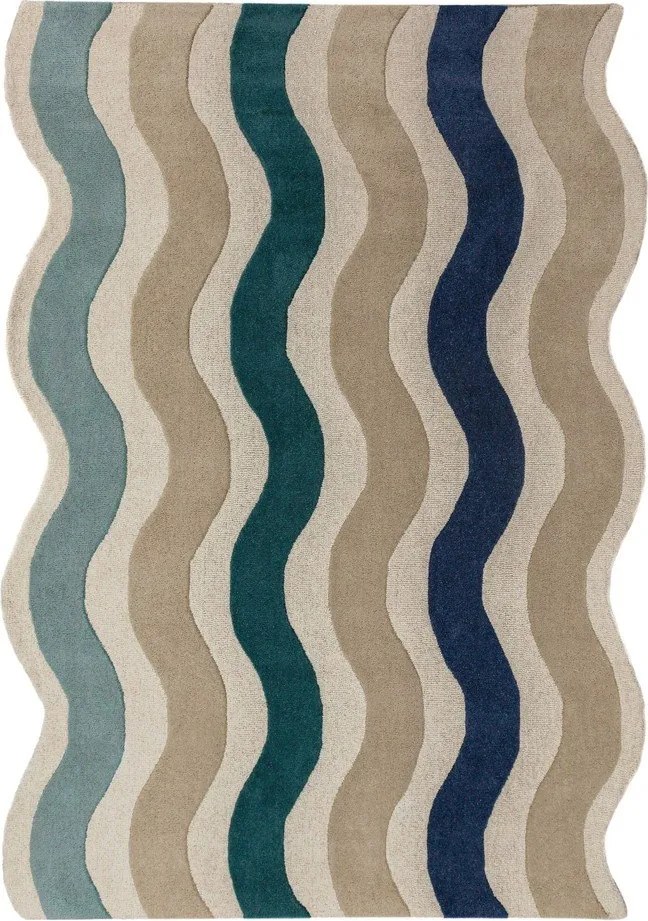 Modrý ručně tkaný vlněný koberec 160x230 cm Cascade Wool – Flair Rugs