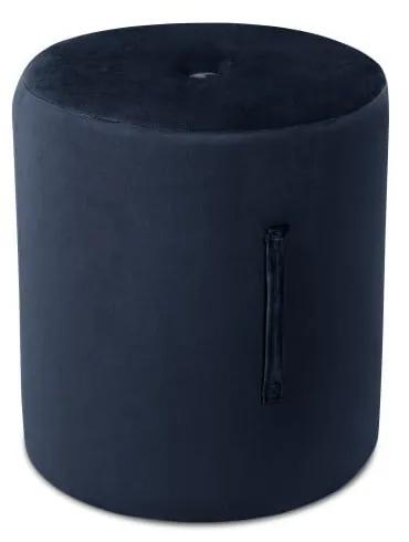 Tmavě modrý puf Mazzini Sofas Fiore, ⌀ 40 cm