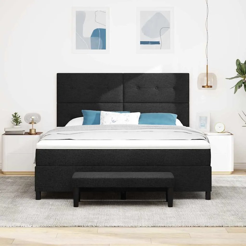 Postel s boxspringem s čelo Černá 180 x 200 cm textil 3344088