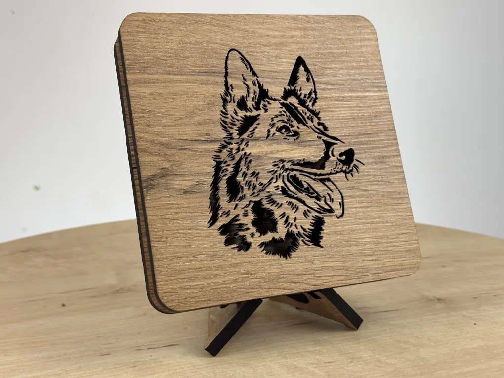 Li-Go "Německý ovčák" lampa 19x19cm provedení povrchu: dub