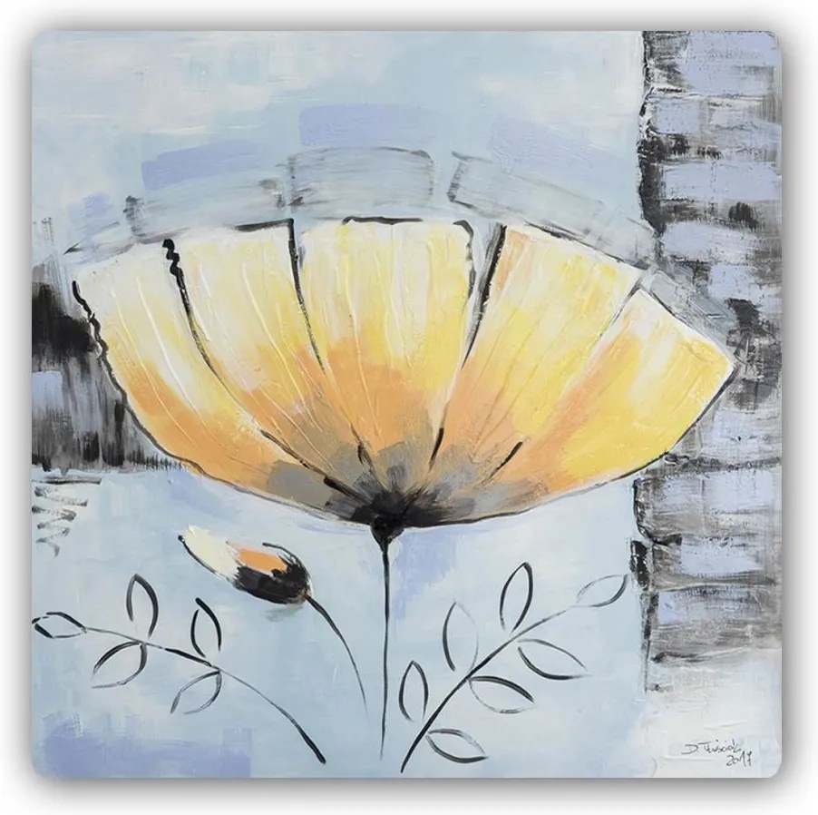 CARO Kovový obraz - Yellow Flower 50x50 cm