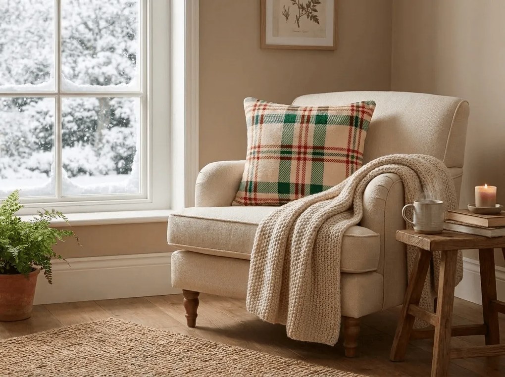 Mikroplyšový povlak na polštářek WINTER PLAID 45x45 cm, barevný