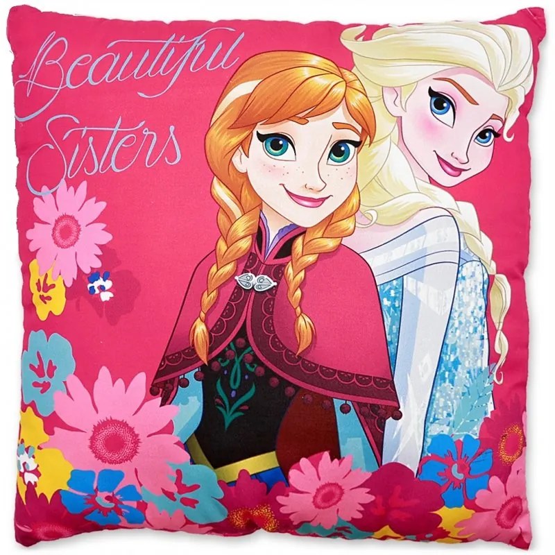 Setino · Dívčí polštář Ledové království - Frozen - motiv Beautiful Sisters - 40 x 40 cm