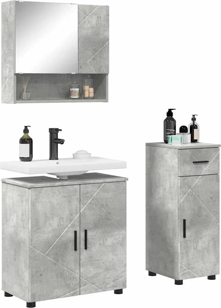 Sada koupelnového nábytku 3 ks Betonově šedá 61 x 35 x 64 cm 3392956