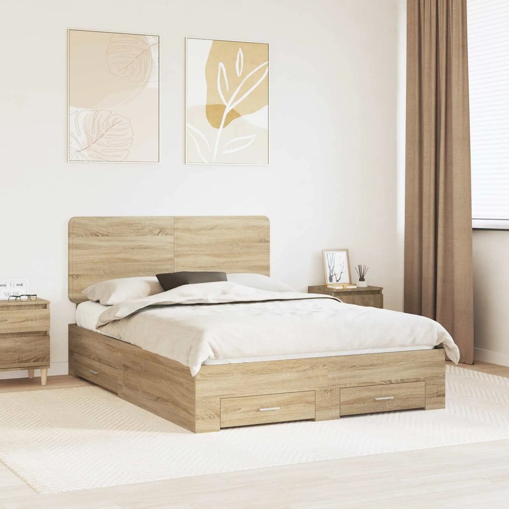 Rám postele s čelo Sonoma dub 140 x 190 cm Kompozitní dřevo 3412785