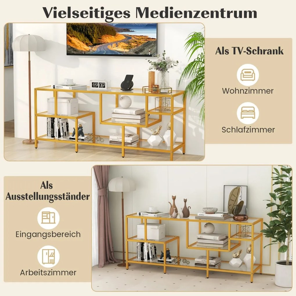 Costway TV skříňka TV stolek pro televizory do 65 palců TV – 147 × 40 × 62 cm