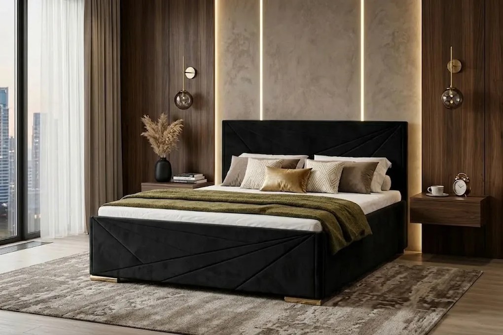 Postel ROSI 120x200 cm Černá Bez matrace