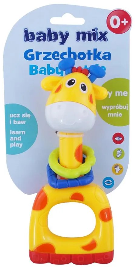 BABY MIX dětské chrastítko ŽIRAFA žlutá