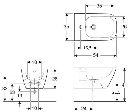 Geberit Selnova Square Závěsný bidet bílá 501.547.01.1