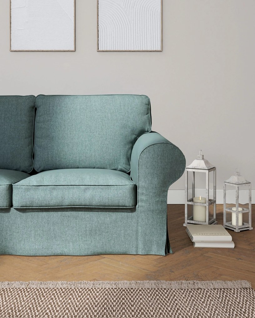 Potah na pohovku IKEA Ektorp 2-místná rozkládací  NOVÝ MODEL 2012 barva modrá látka pletený vzor