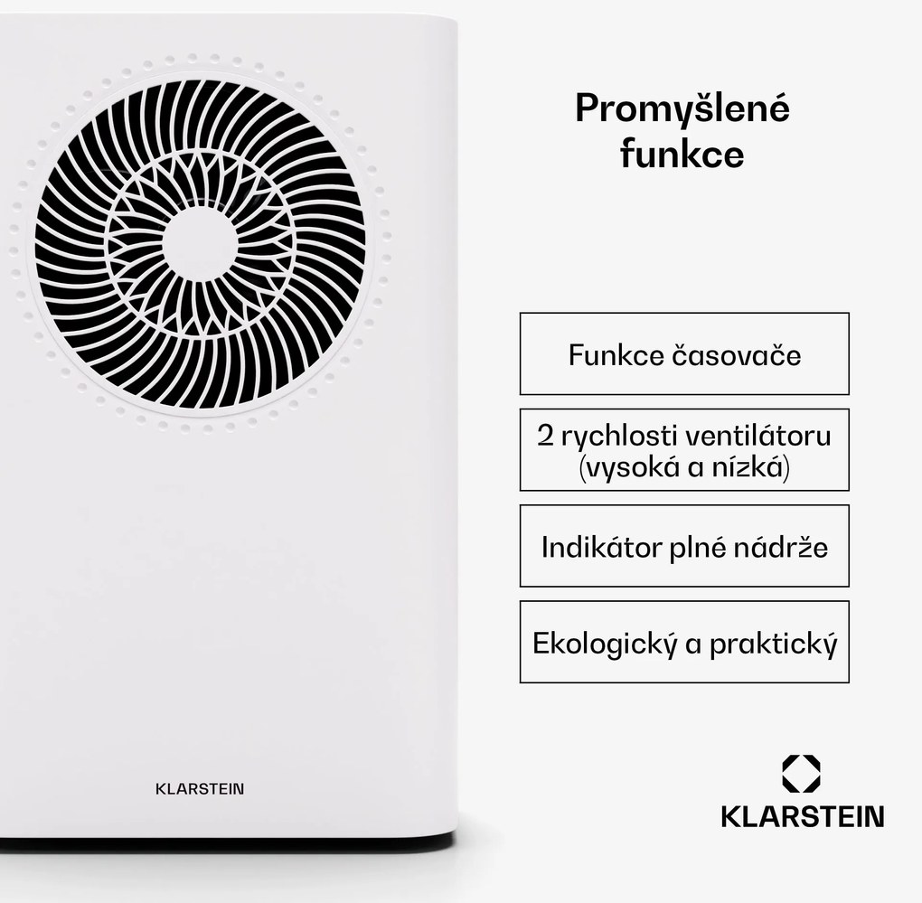 Klarstein CircleDry Smart 12 L odvlhčovač, 12 l/den, 260 W, 24 m², WiFi, časovač, filtr
