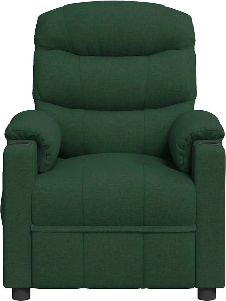 Elektrické polohovací křeslo tmavě zelené textil 3143497