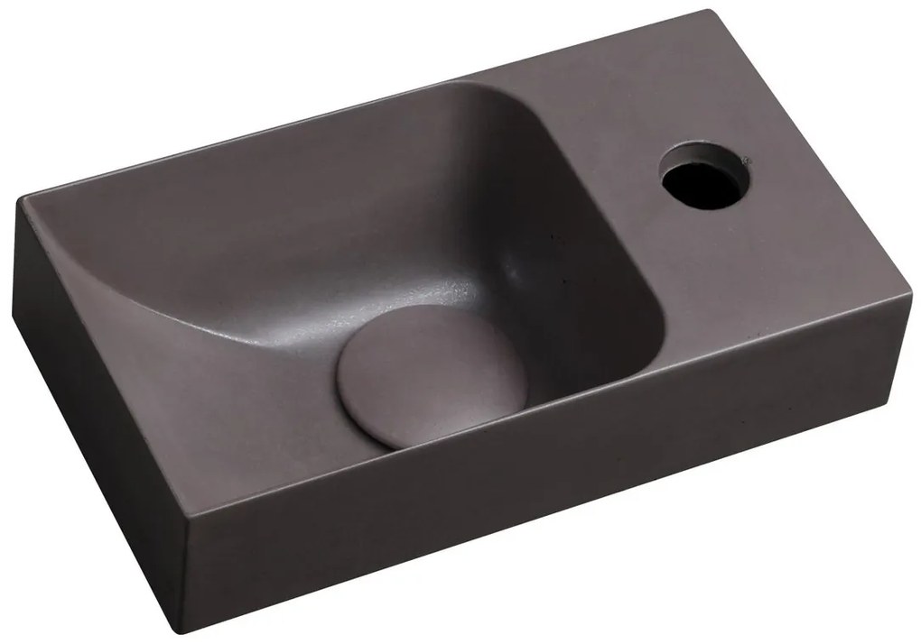 Sapho Sapho, PICCOLINO betonové umyvadlo 30,8x17cm, baterie vpravo, tmavě hnědá, PK30515