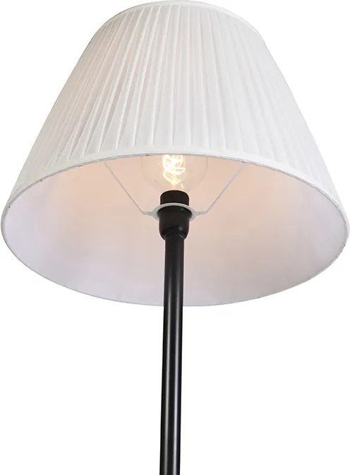 Moderní stojací lampa černá s bílým plisovaným stínítkem 45 cm - Simplo