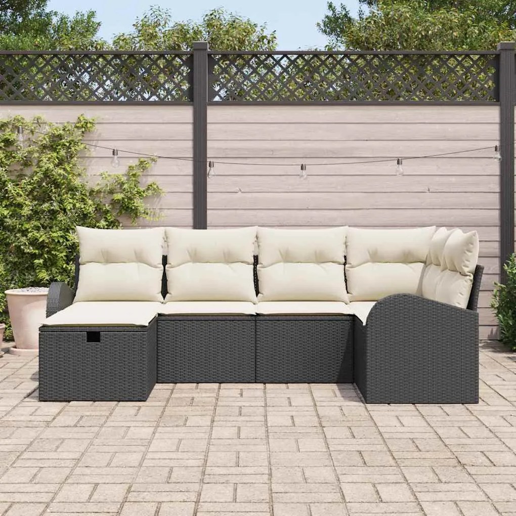 Set pohovek 6 ks Černá a krémová polyratan 3359076