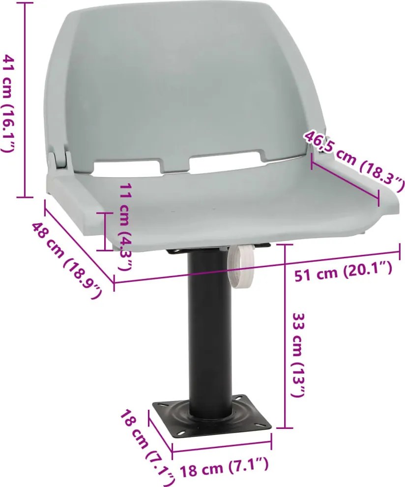 vidaXL 2dílný set skládacího sedadla bez polštáře 48 x 51 x 41 cm [3284273] Barva: Šedá