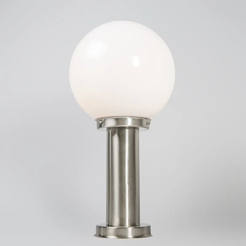 Venkovní lampa ocel nerez 50 cm - Sfera se zemním hrotem a kabelovou objímkou